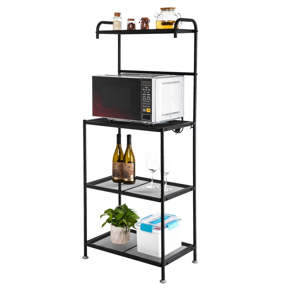 Tcbosik 4-Tier Kitchen Storage Shelf Tall Wire Mesh Metal Microwave ...