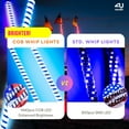 2 2ft RGB COB LED Whip Lights Antenna Chase Bluetooth & Remote for ATV ...