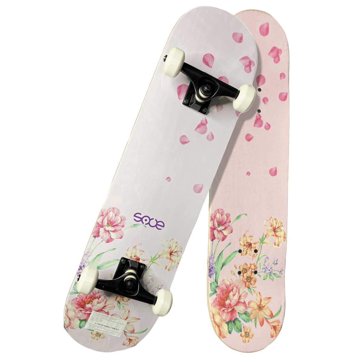 Patineta SOOE Semiprofesional Diseño de flores 31 pulgadas x 8 pulgadas ...
