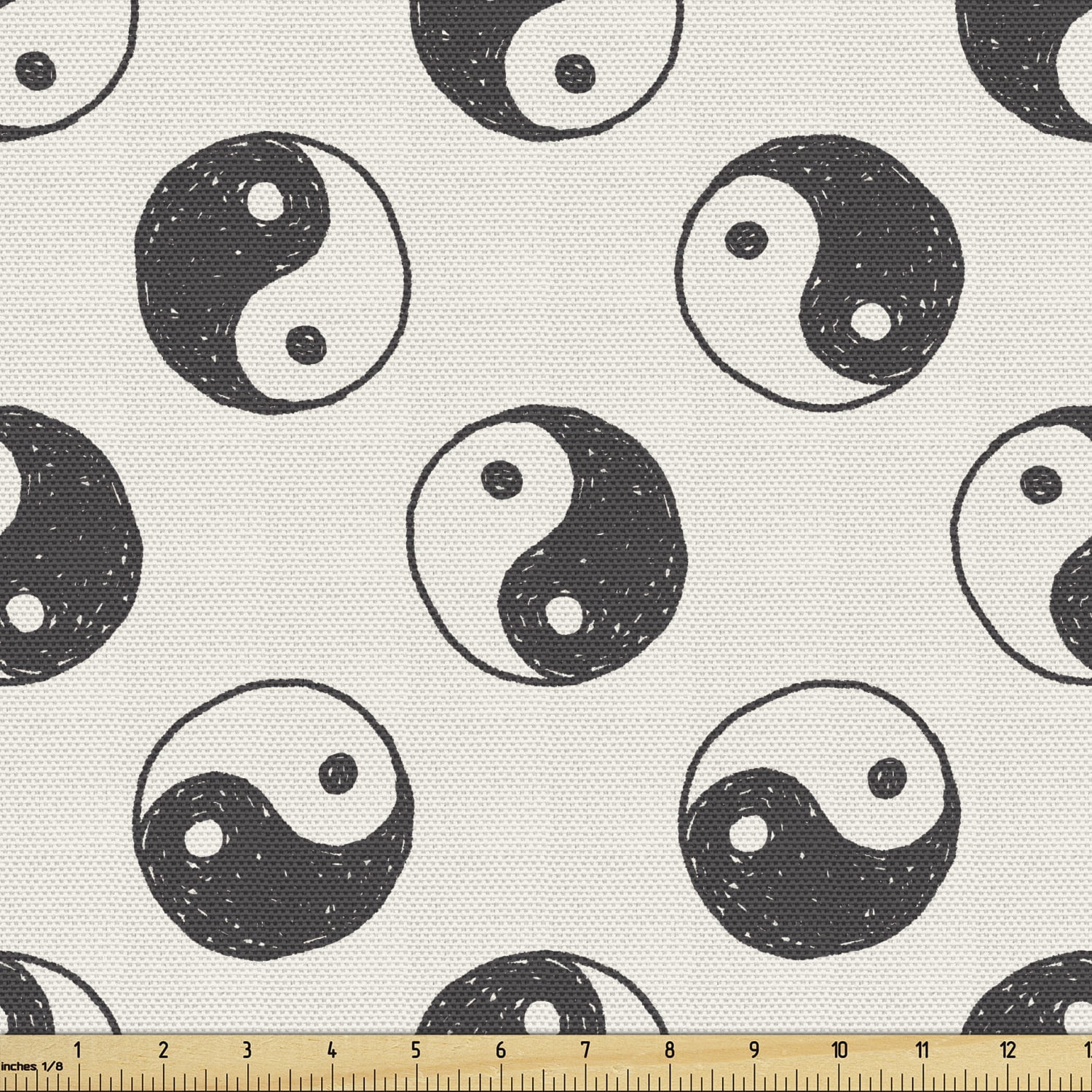 Yin Yang Upholstery Fabric by the Yard, Doodle Style Pattern for ...
