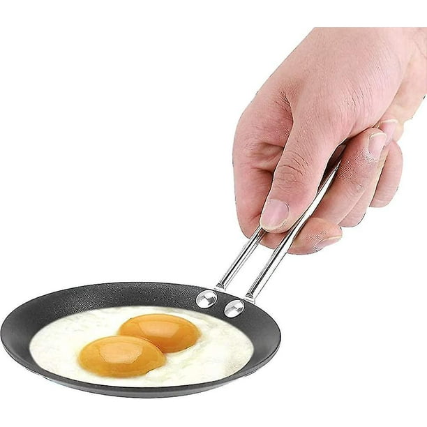 Mini Frying Pan For Eggs, 4.7 Inch Portable Iron Coating Round Frying ...