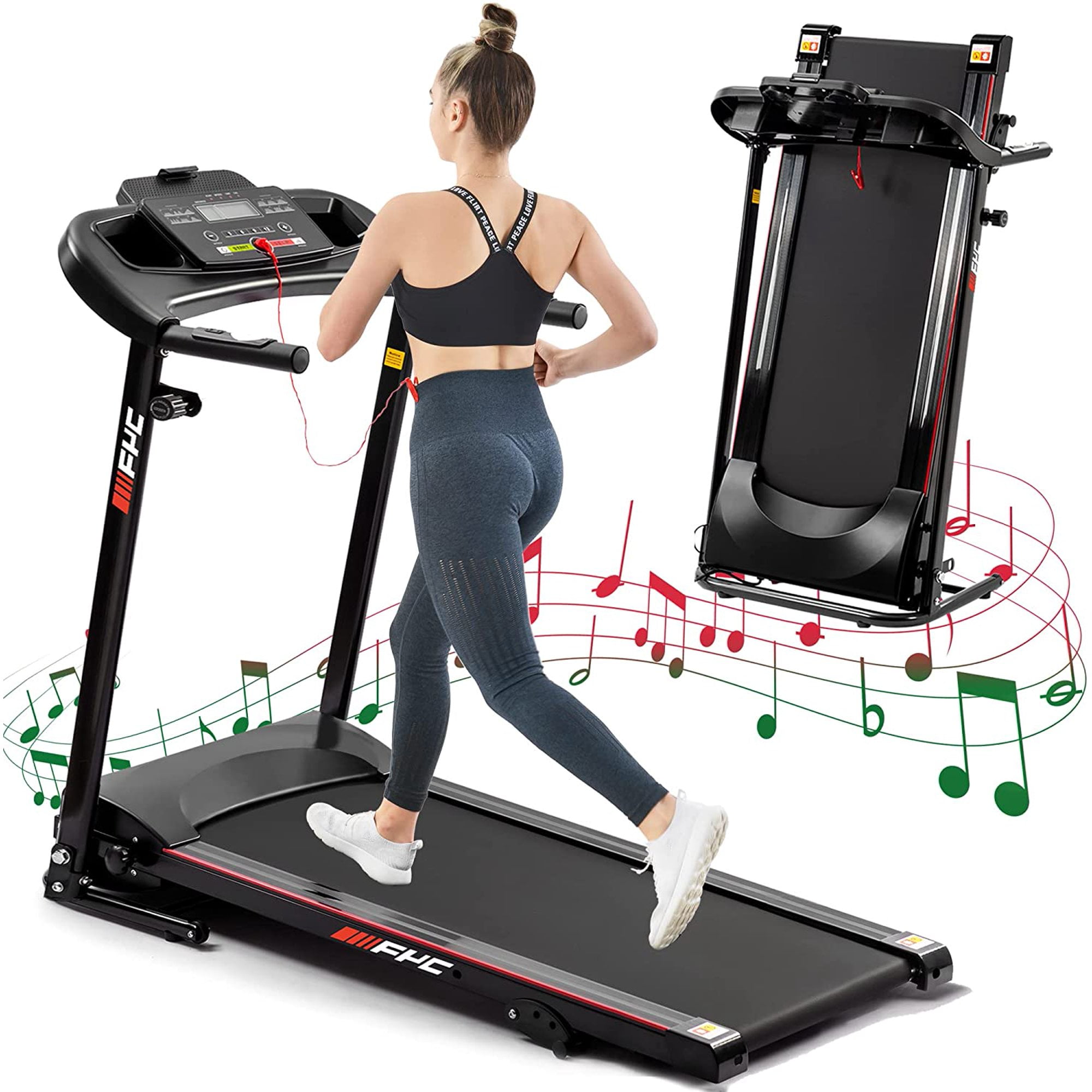 2 5hp Folding Treadmills For Home With Bluetooth And Incline Portable