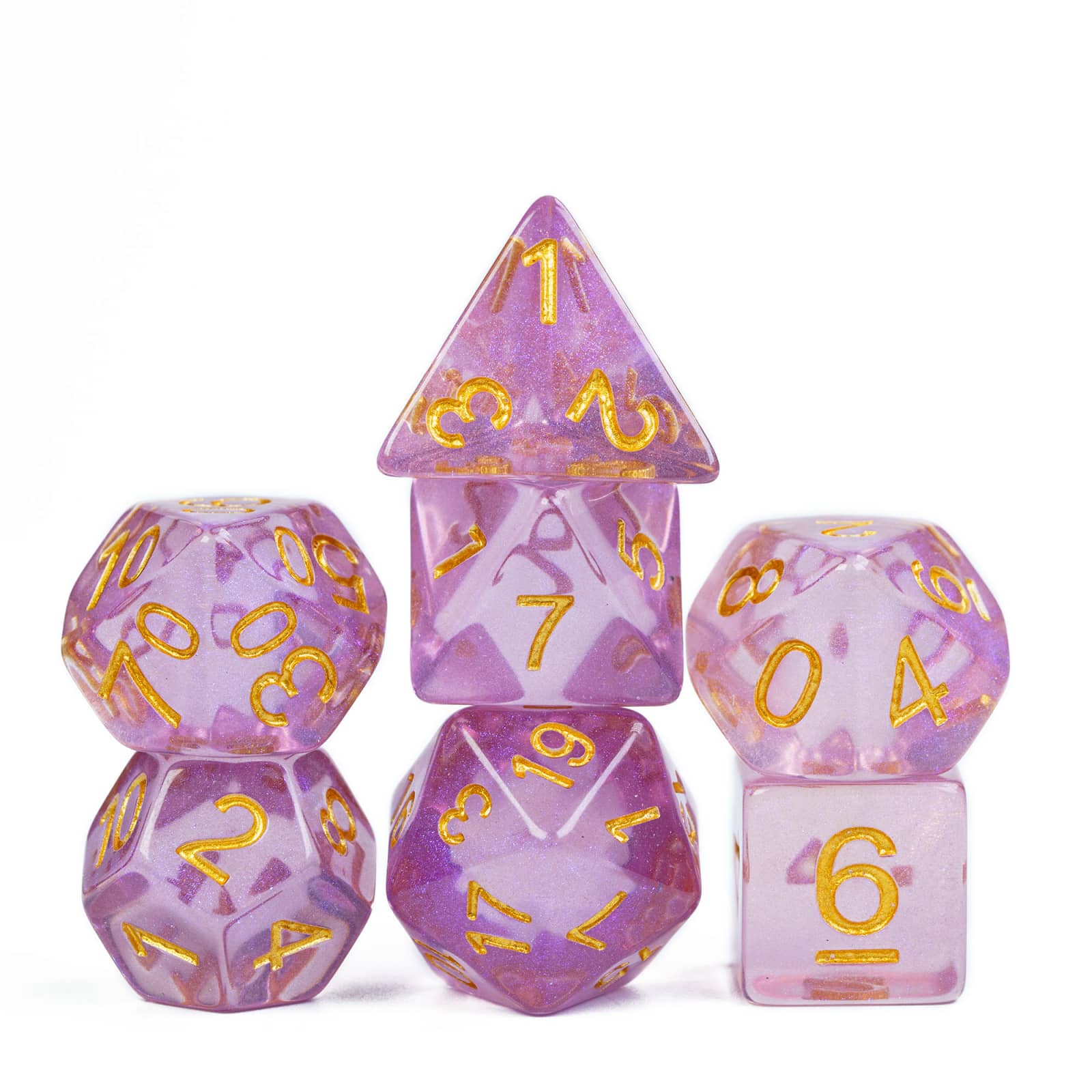 Cusdie 7-Die Resin DND Dice, Polyhedral Dice Set with Aurora Glitters ...