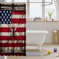 Rustic Wood Barn Door Shower Curtain 84" L x 72" W American Flag Rural ...