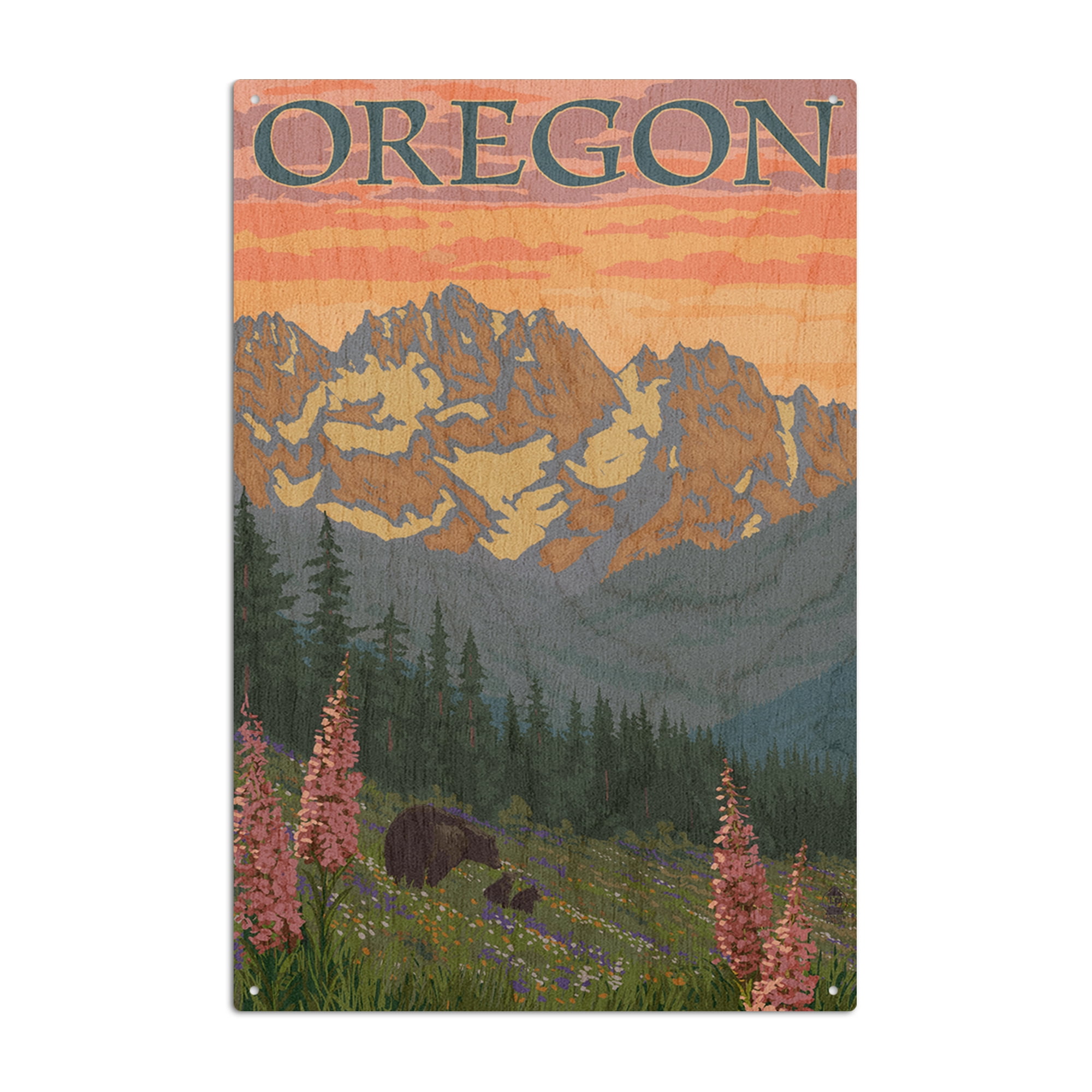 Oregon, Spring Flowers Birch Wood Wall Sign (6x9 Rustic Home Decor ...
