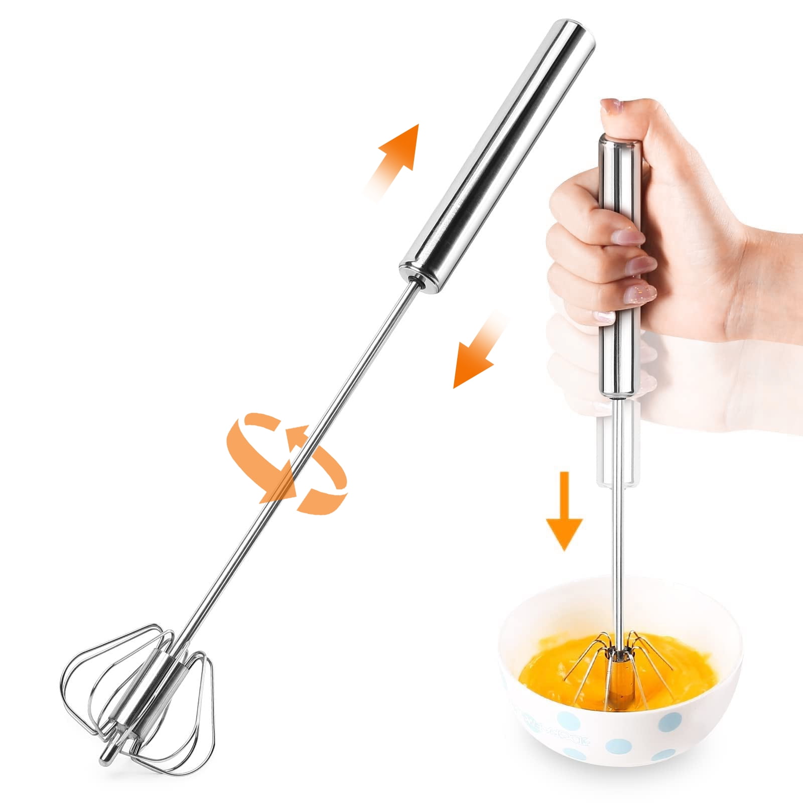 Hirundo hand push whisk semi automatic,mini whisks,10 Inch Stainless ... Hirundo hand push whisk semi automatic,mini whisks,10 Inch Stainless ...