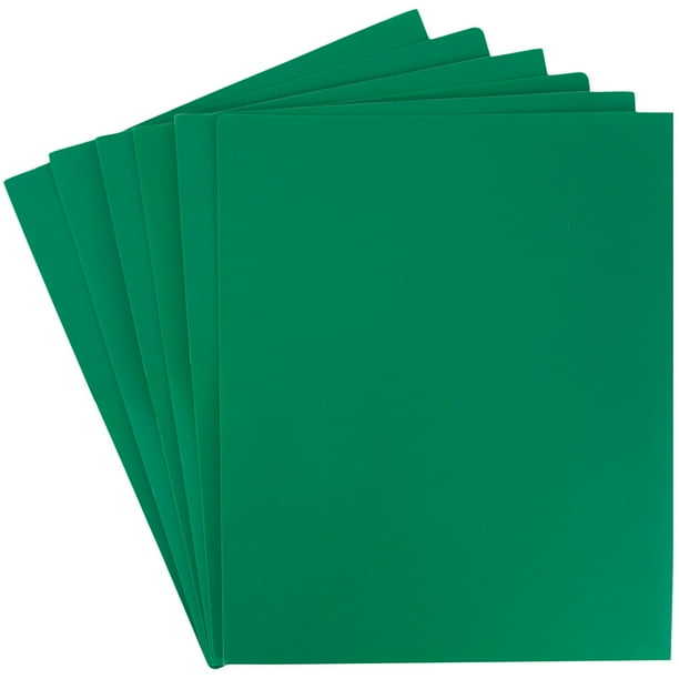 JAM Heavy Duty Plastic Two Pocket Presentation Folders, Green, 6 pack ...