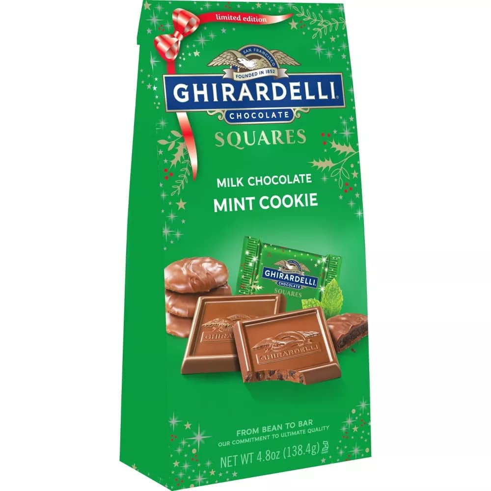 Ghirardelli Milk Chocolate Mint Cookie Squares Bag Holiday Christmas ...