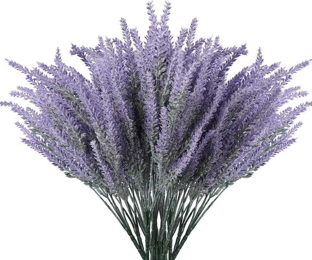 ZOELNIC Ave Artificial Lavender Flowers Fake Plants with Faux Plastic ...