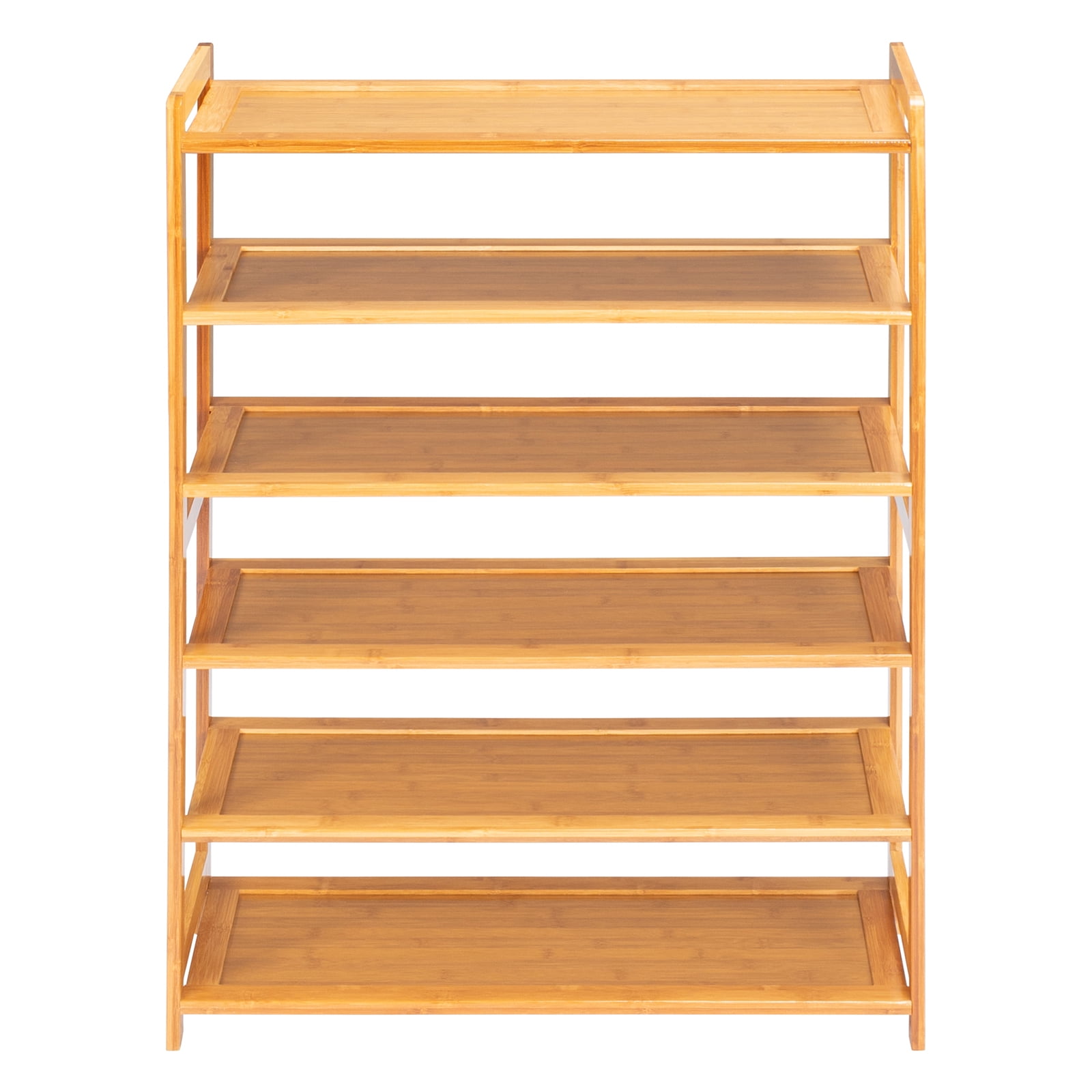 6-Tier Natural Bamboo Shoe Rack Organizer for Entryway and Home in ...