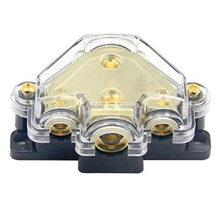 RKURCK 3 Way Power Distribution Block, 0/2/4 AWG Gauge in, 4/8 Gauge ...