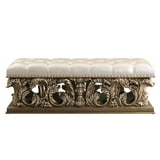 Constantine Bench in Synthetic Leather, Light Gold, Brown & Gold Finish - Walmart.com