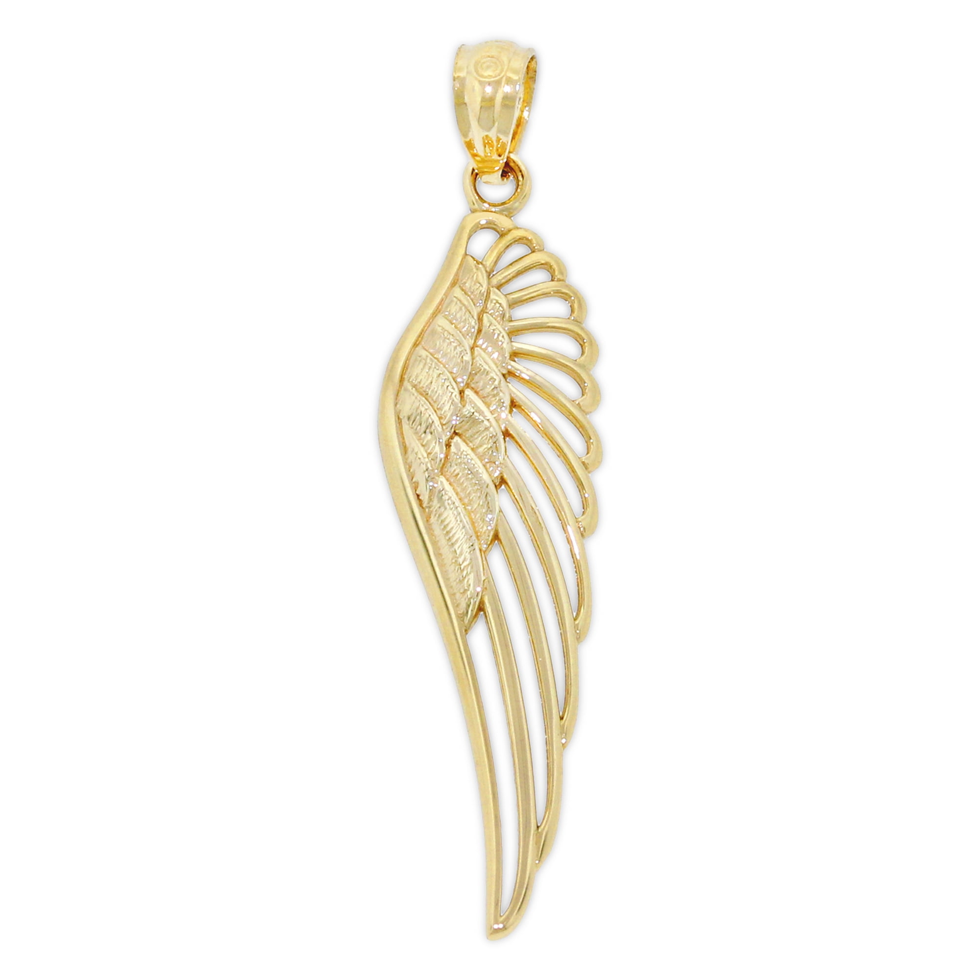 Charm America - Gold Guardian Angel Wing Charm - 14 Karat Solid Gold ...