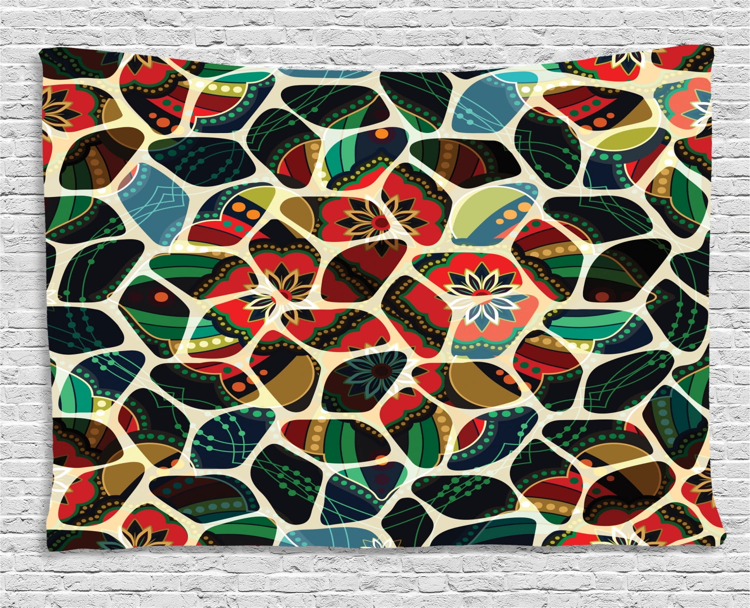 Colorful Tapestry, Abstract Pattern with Shapes Superimposed with ...