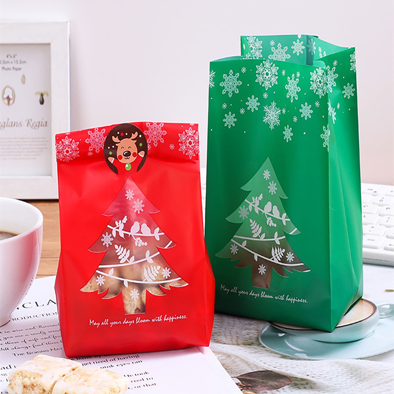 UDIYO 50Pcs Gift Bags Christmas Tree Pattern Multi Function Plastic udiyo-50pcs-gift-bags-christmas-tree-pattern-multi-function-plastic