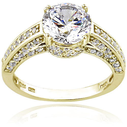 2cttw 100 Facets Cz Sterling Silver Gold - Walmart.com