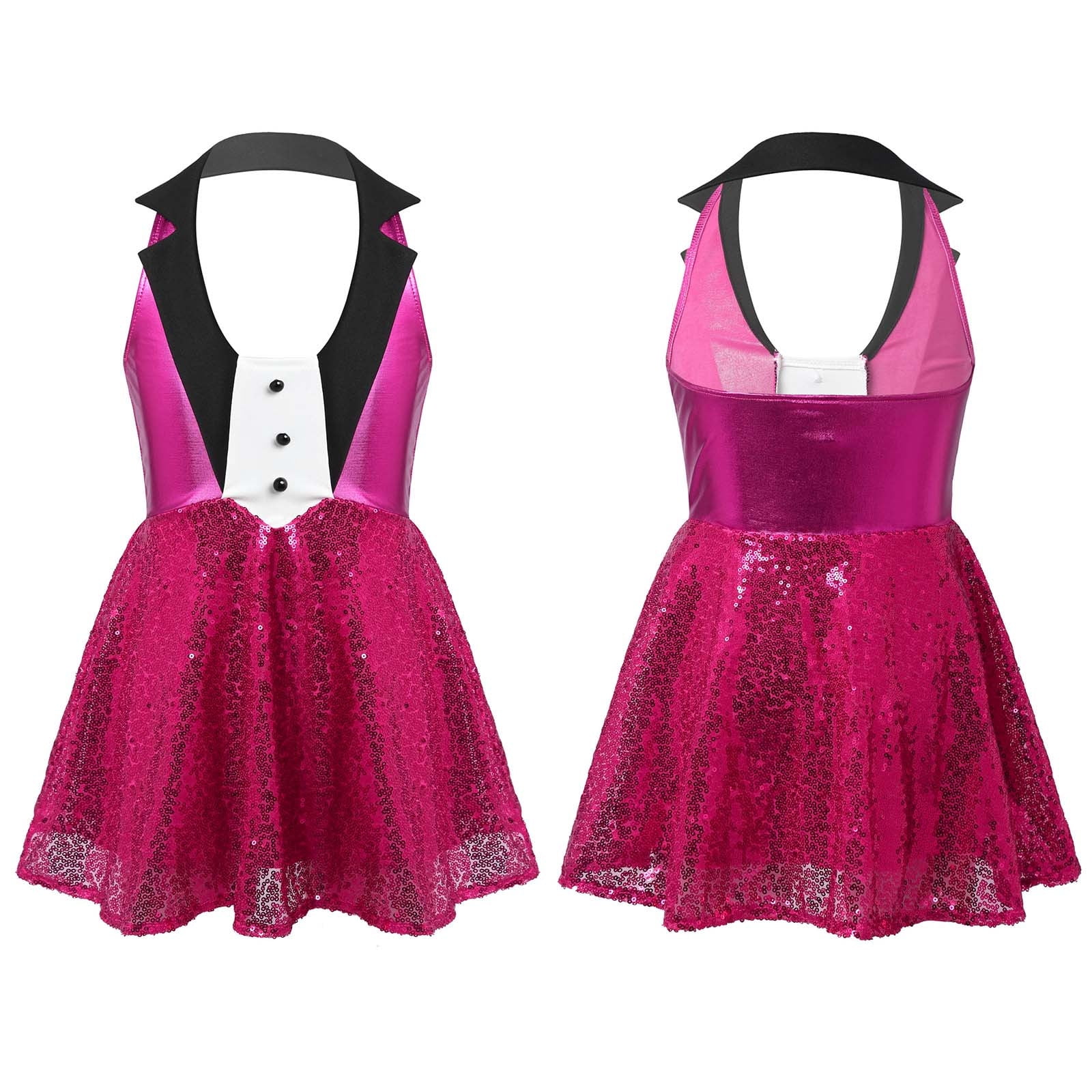 Aislor Kids Girls Halter Neck Sparkle Sequins Dance Dress Jazz Hip Hop ...