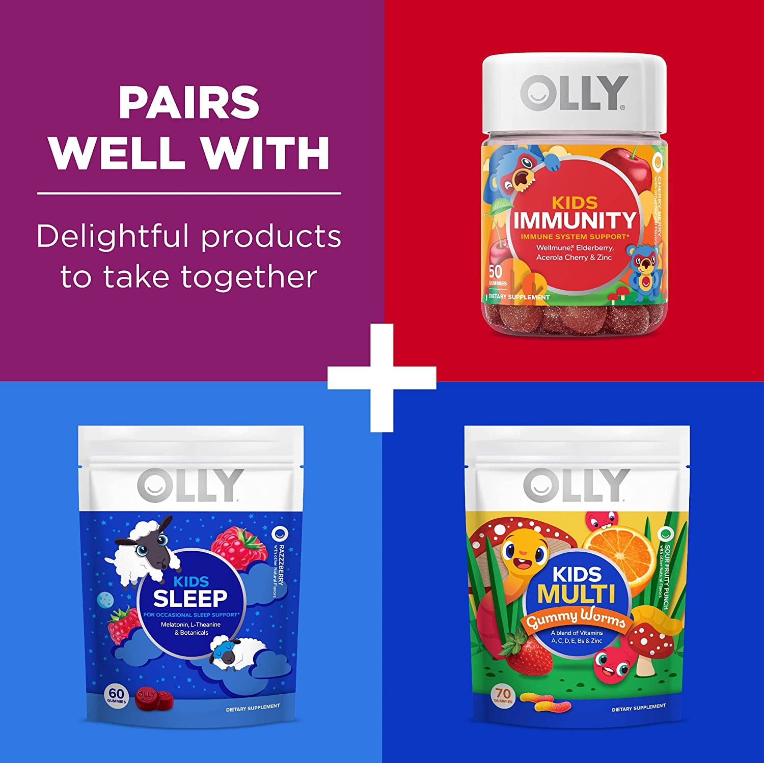 OLLY Kids Multivitamin + Probiotic Gummy, Digestive and Immune Support ...