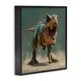 Stupell Industries Roaring T-Rex in Green Black Framed Giclee Art ...