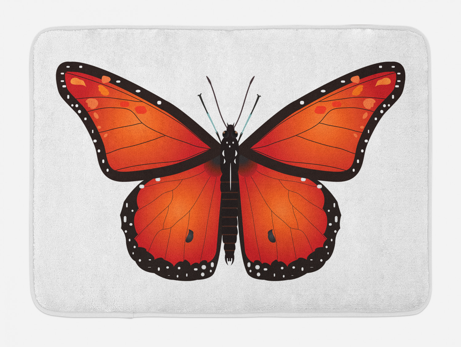 Butterfly Bath Mat, Big Moth Detailed Illustration on Plain Background ...