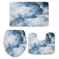 Abstract Marble Texture Bathroom Rugs Set Navy Blue Gradient Gold Crack ...
