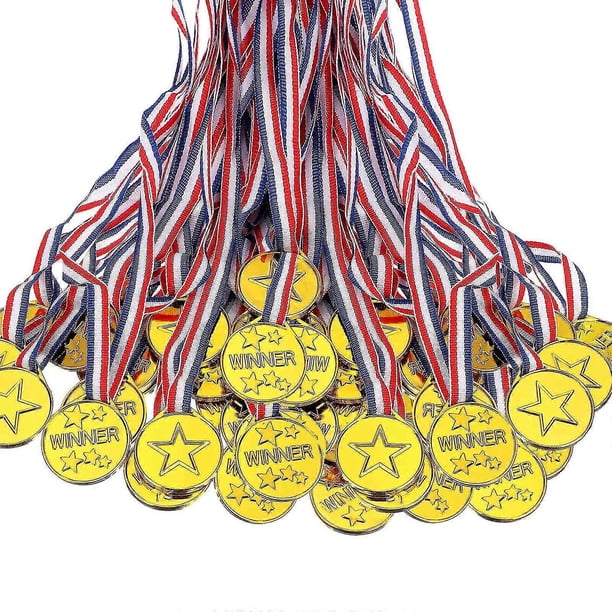 100 Pieces Kids Plastic Winner Medals Gold Winner Award Medals For ...