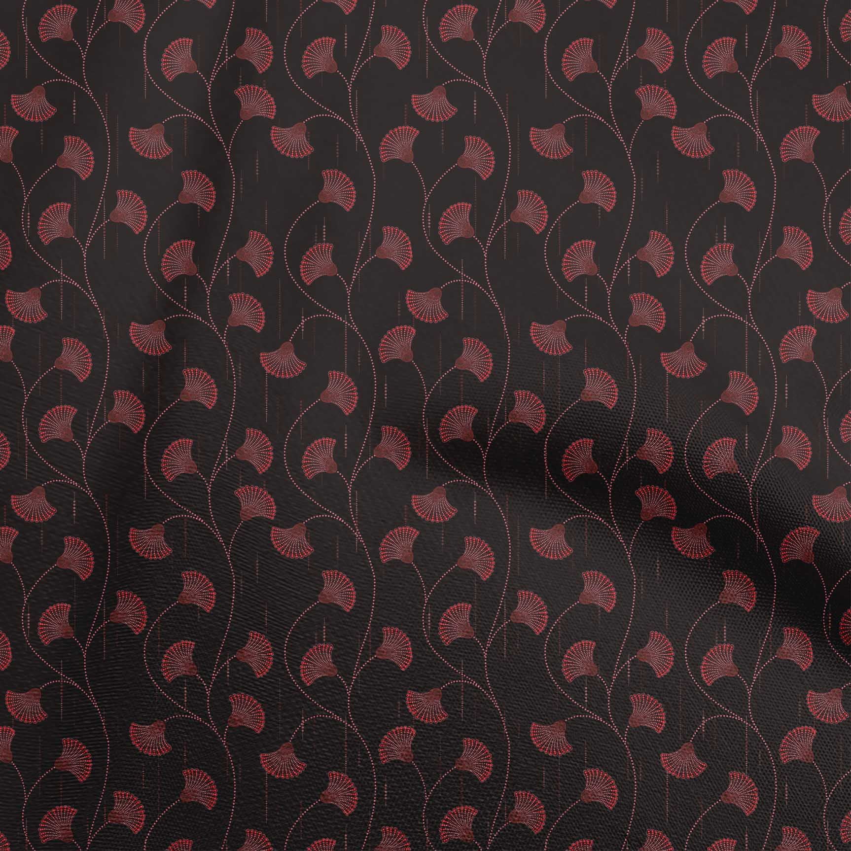 oneOone Cotton Poplin Red Fabric Floral Sewing Craft Projects Fabric ...