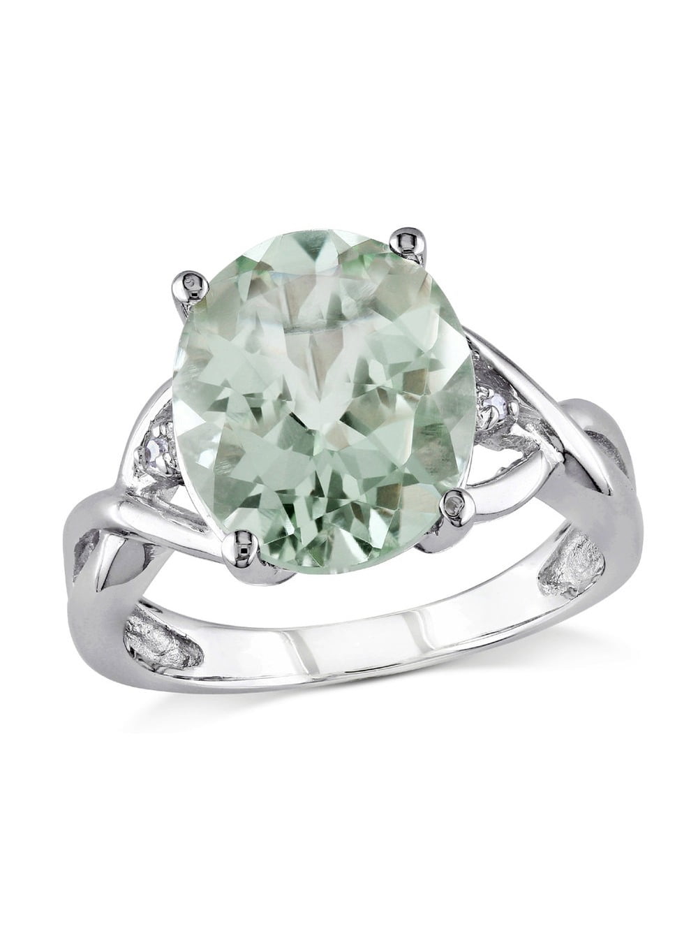 4.30 Carat (Ctw) Oval Cut Green Amethyst Ring in Sterling Silver with ...