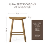 Maven Lane Luna Counter Stool in Rustic Natural Wood Finish - Walmart.com
