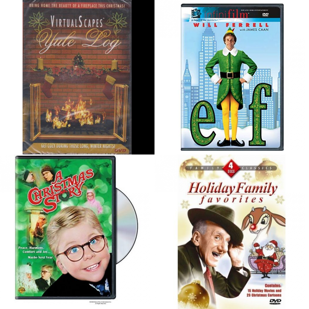 Christmas Holiday Movies DVD 4 Pack Assorted Bundle: Yule Log Silver ...