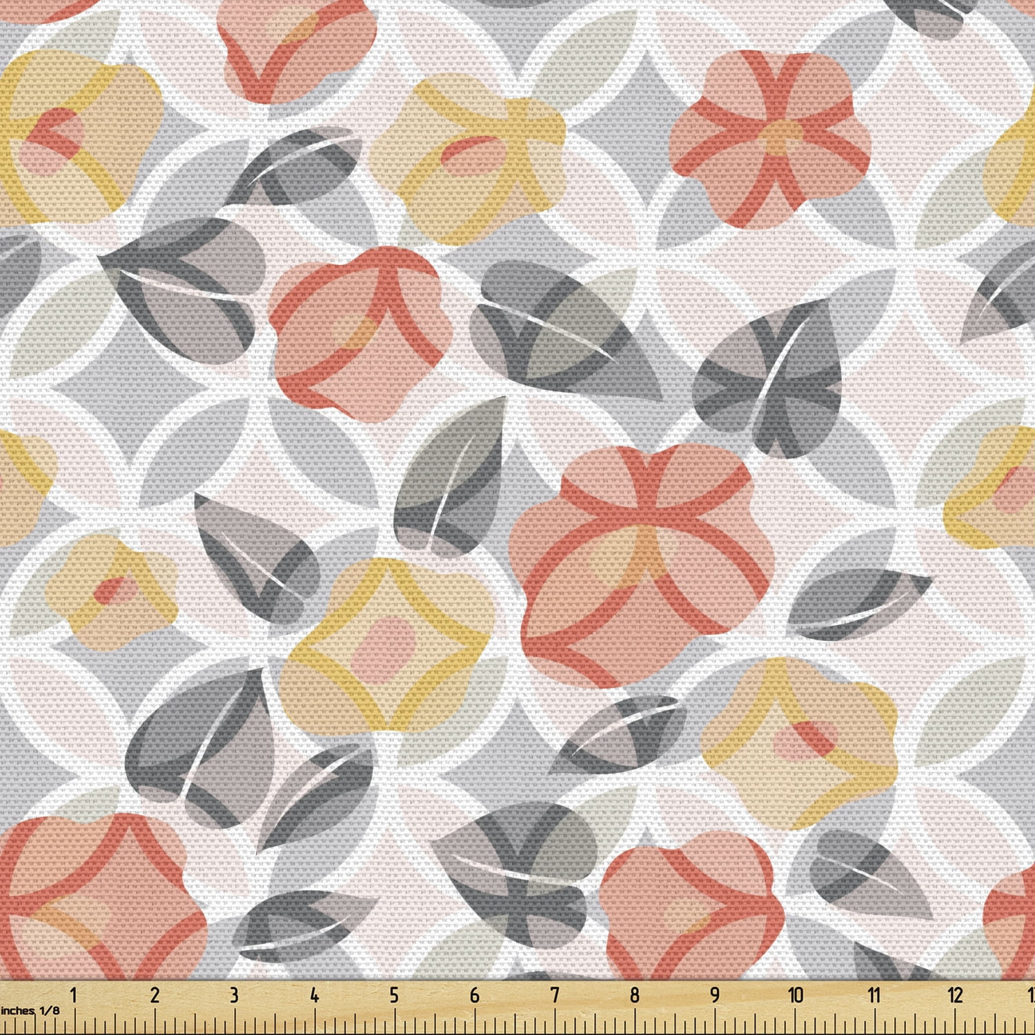 Floral Sofa Upholstery Fabric by the Yard, Pastel Simple Spring Flowers ...
