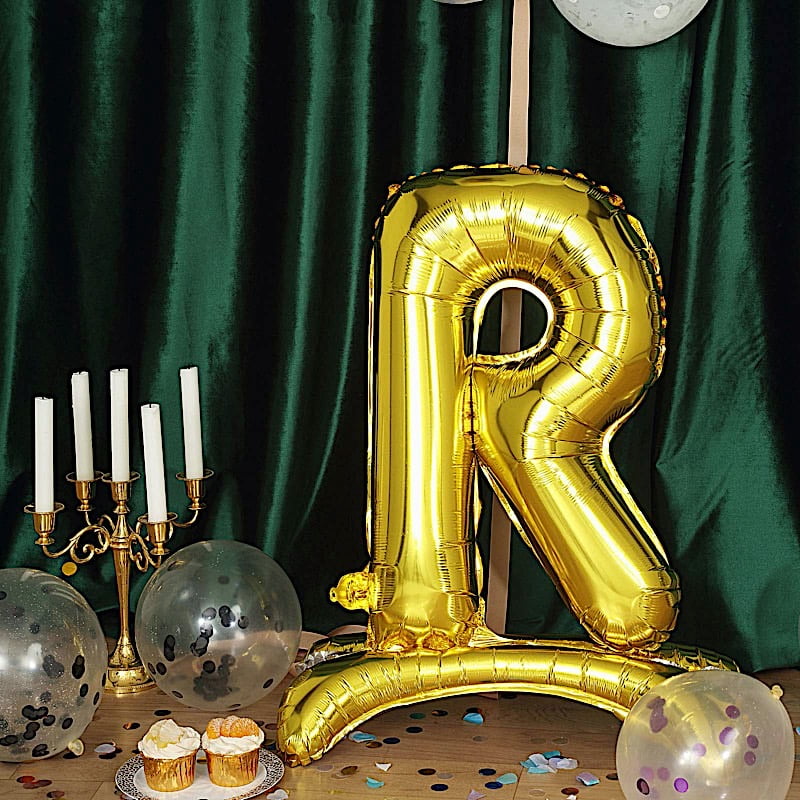BalsaCircle 27" Gold Letter R Mylar Foil Plain Standing Balloons ...