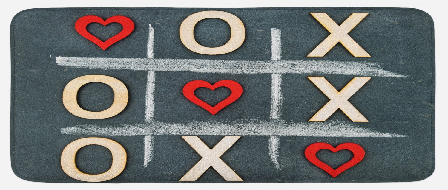 Xo Kitchen Mat, Vintage Style Blackboard with Hugs and Kisses Written ...