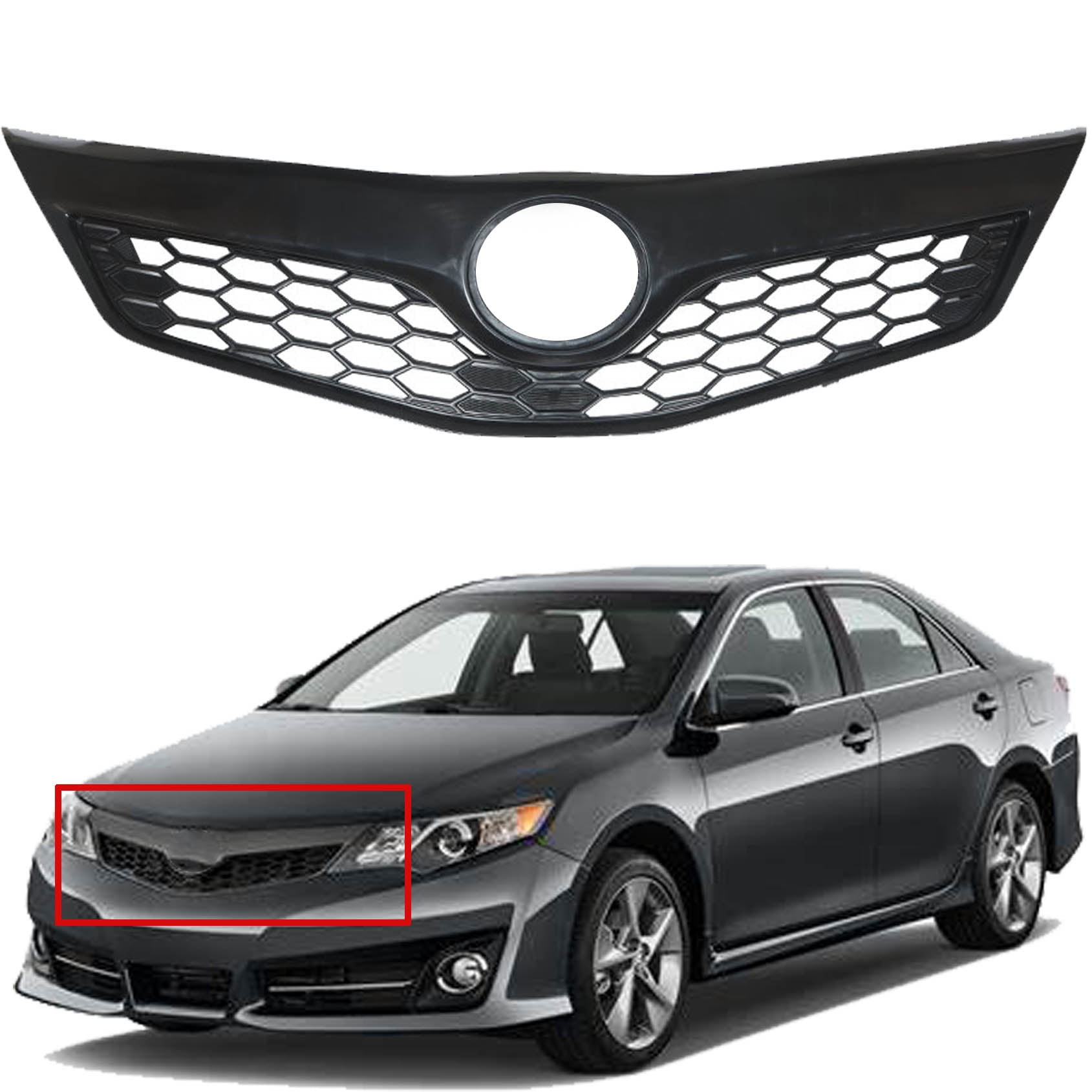 waltyotur Fit For 2012/2013/2014 Toyota Camry SE XSE Grill Matte Black ...
