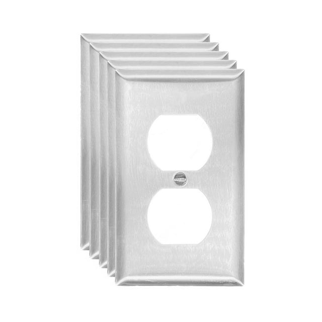 UCOMEN Silver Metal Wall Plate, 5-Pack, 1-Gang for Electrical Outlets ...