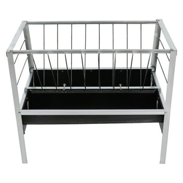 WORTH Galvanized Steel Livestock Feeder W/Wheels, 2 in 1 Hay & Grain ...