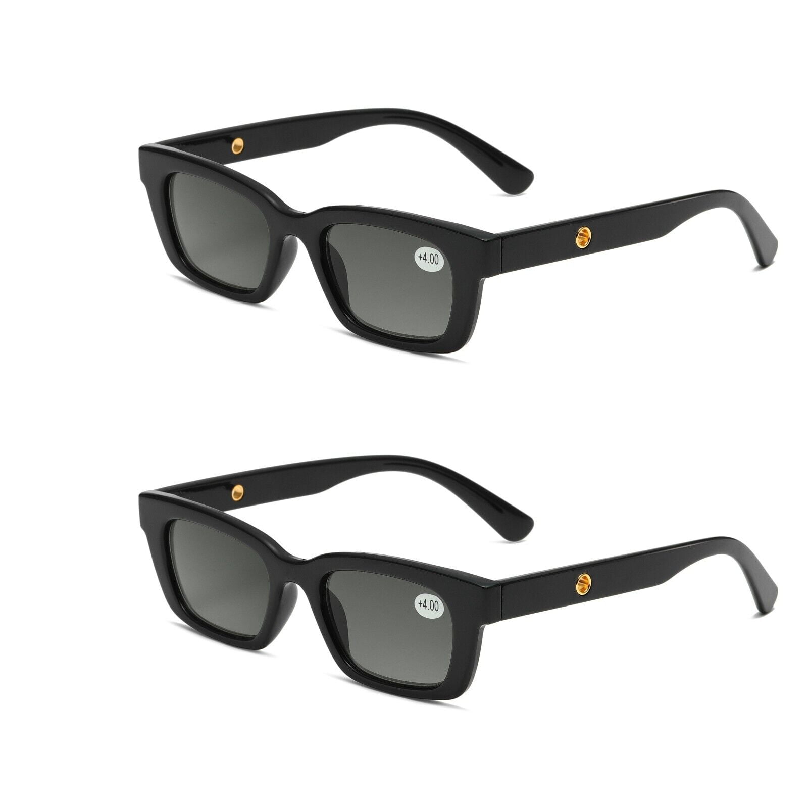 2 Pairs Mens Womens Reading Sunglasses Square Full Tinted Sun Readers 075