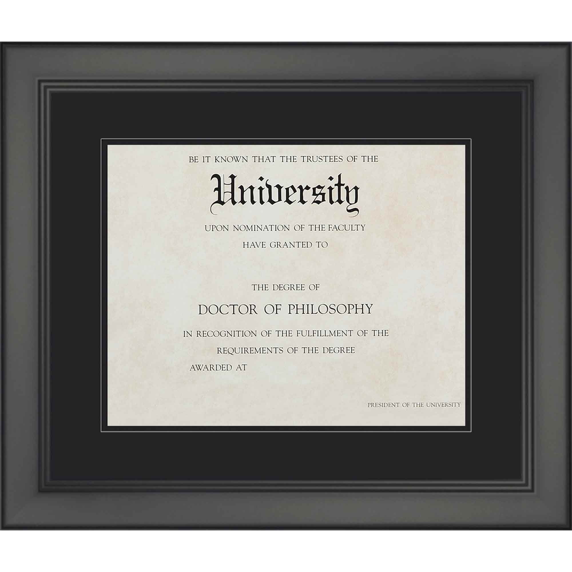 15.75x20 Black Diploma Frame - Black on Black Double Mat - Displays 11 ...