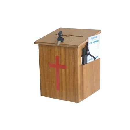 FixtureDisplays® Wood Church Collection Fundraising Boxwith Cross ...