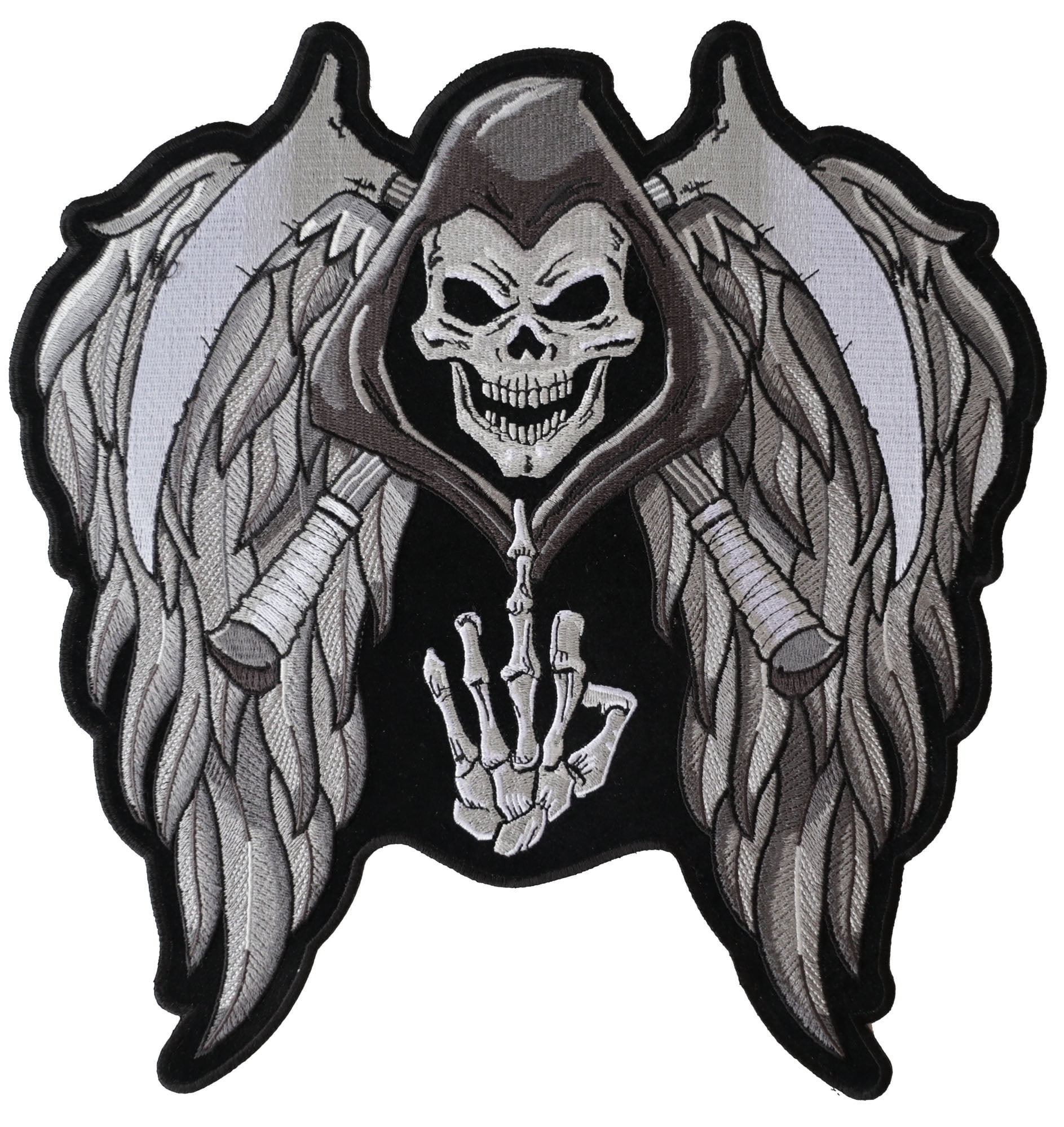 Skull Biker Patch, Wings and Sickle, Large Back Patches for Jackets and ...