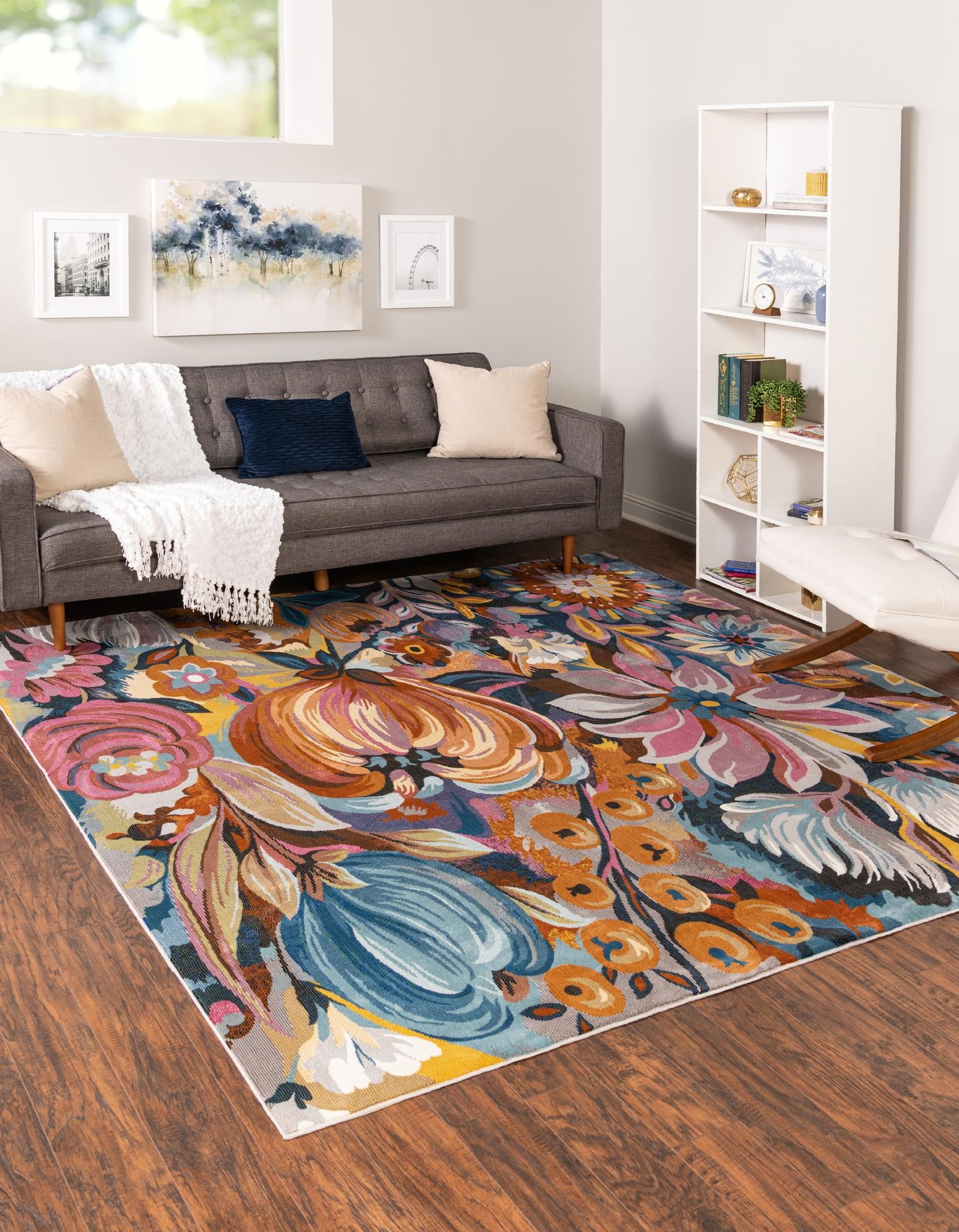Rugs.com Blossom Collection Rug – 8 Ft Square Multi Medium Rug Perfect ...
