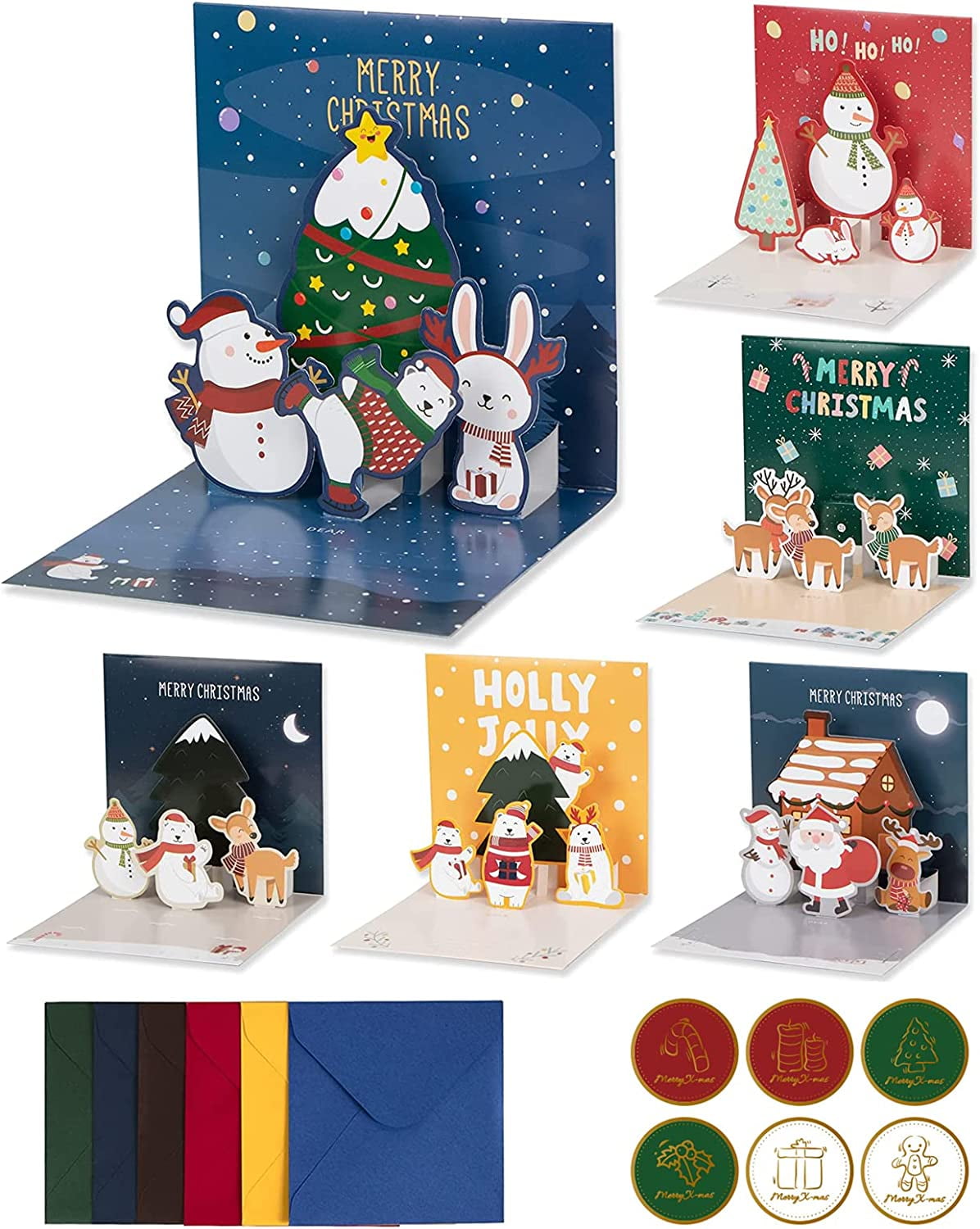 Pop-up Christmas cards with envelopes - Walmart.com