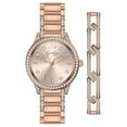 Jessica Simpson Ladies 35mm Rose Gold Tone Crystal Encrusted Bracelet ...