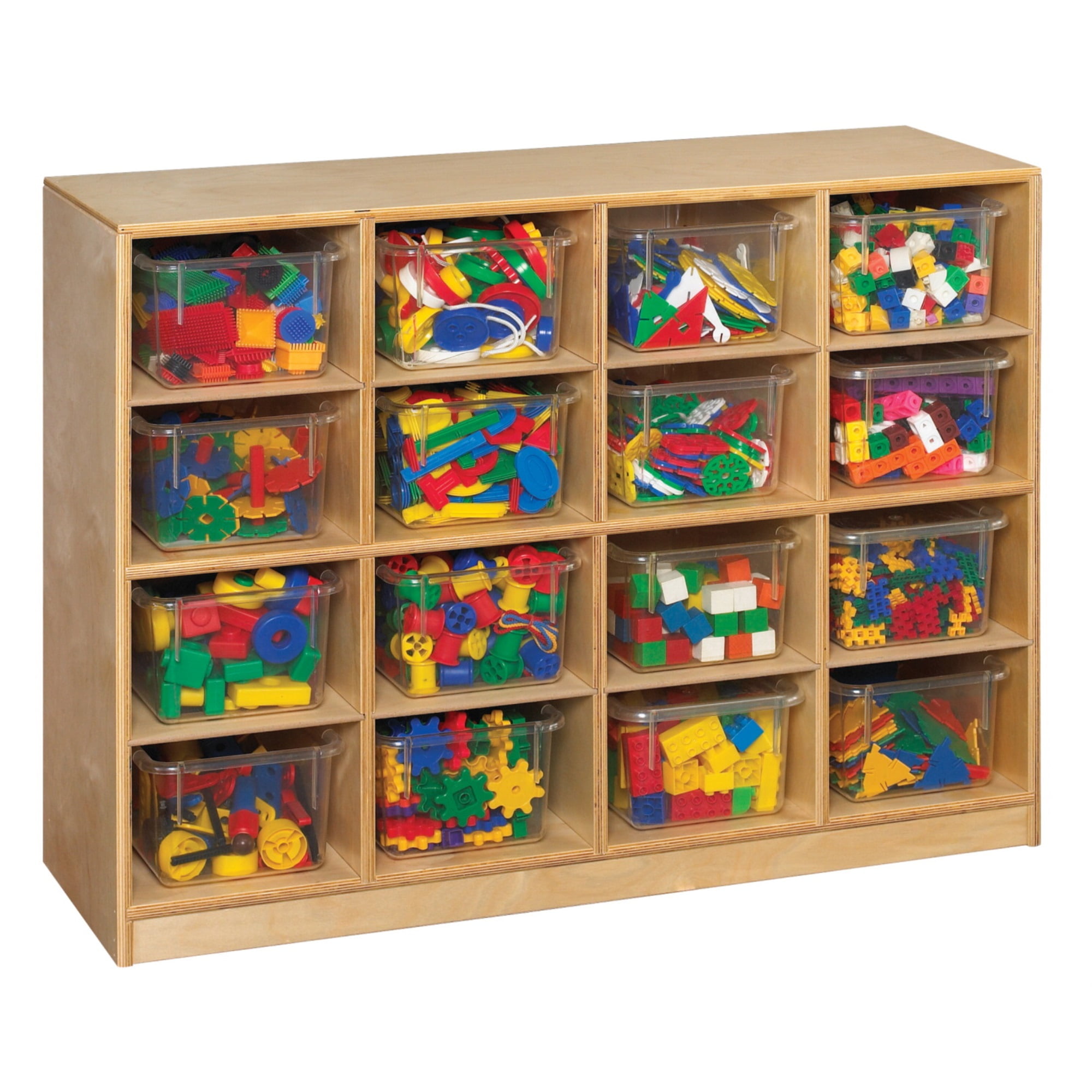 Childcraft Cubby Unit, 16 Clear Trays, 38-3/8 x 13 x 30 Inches ...