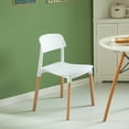 Modern Plastic Dining Chair Open Back with Beech Wood Legs, White ...
