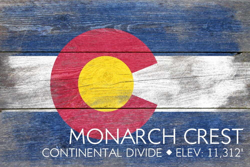 Monarch Crest, Colorado, Rustic State Flag (24x36 Giclee Gallery Art ...