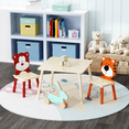 3-Piece Kids Table and 2 Chairs Set, Wooden Toddler Activity Play Table ...