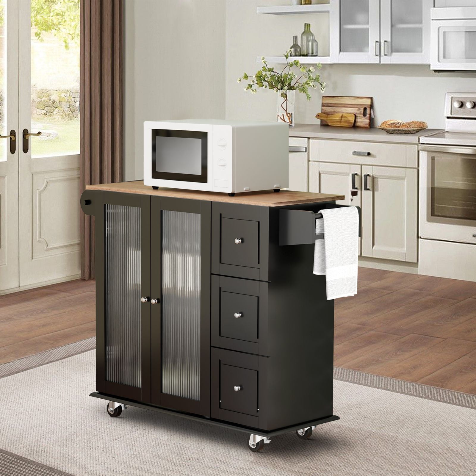 Eclife Rolling Kitchen Island Cart with Storage, 38"L x 25"W x 36"H ...