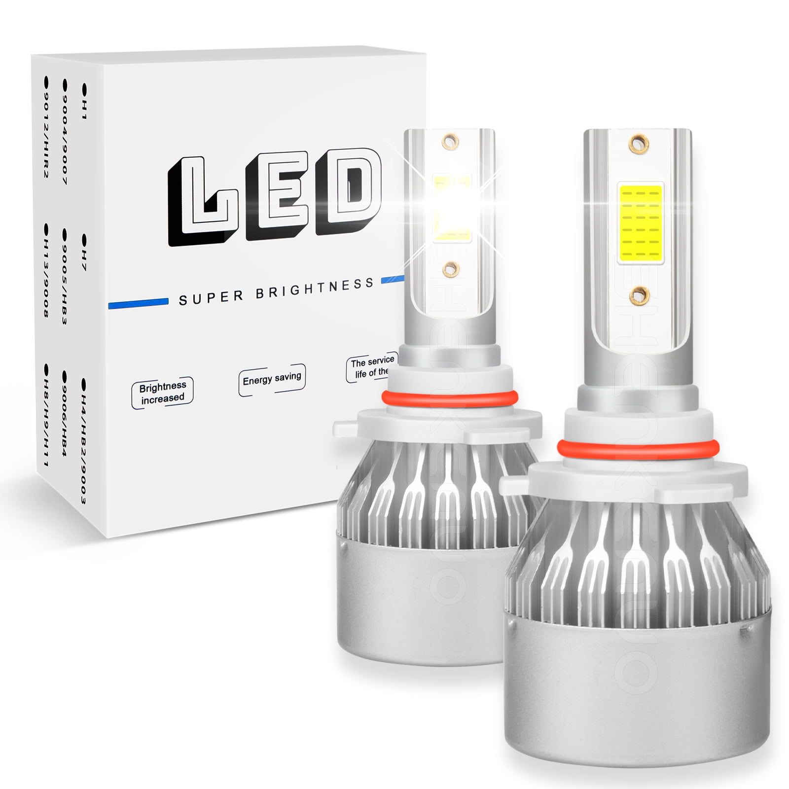 9005 LED Headlight Bulbs 12000LM Per Set 6000K Xenon White HB3 Wireless ...