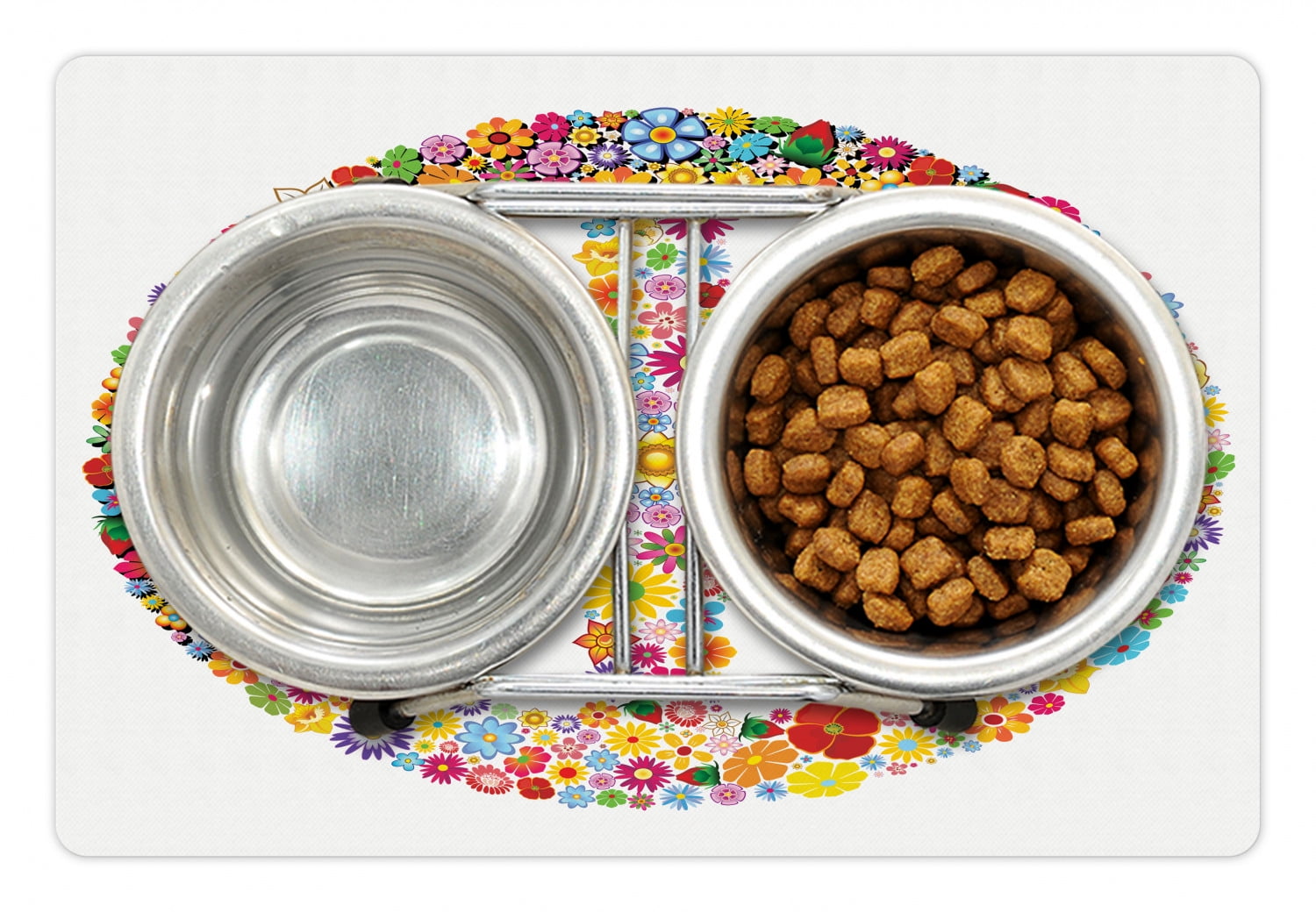 Groovy Pet Mat for Food and Water, Floral Peace Sign Summer Spring ...